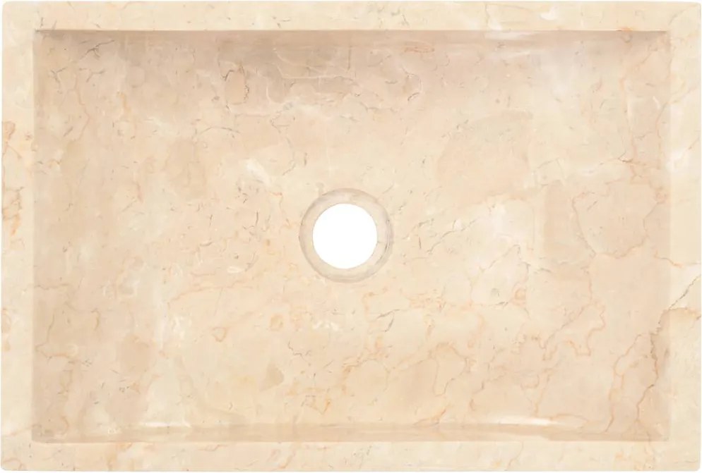 Umyvadlo 45 x 30 x 12 cm mramor krémové s vysokým leskem 142773