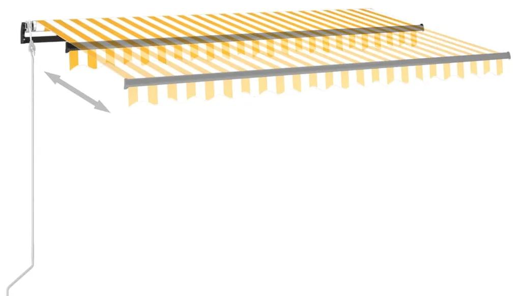 vidaXL Automatická markýza LED a senzor větru 400x350 cm žlutobílá