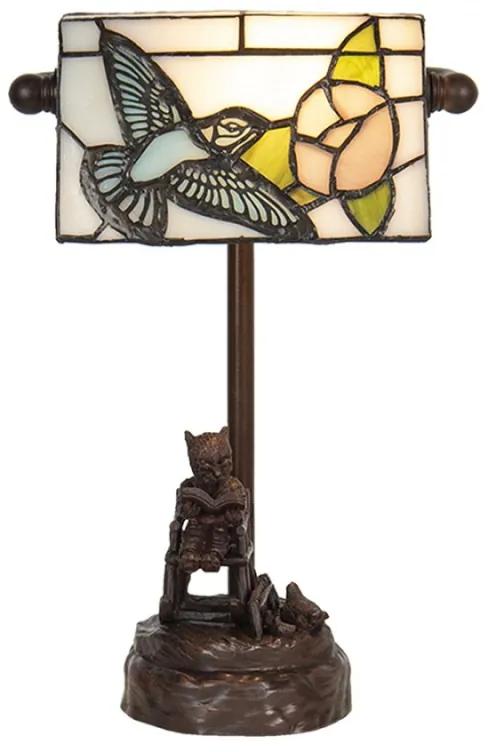 Stolní vitrážová lampa Tiffany s medvídkem – 17x15x28 cm