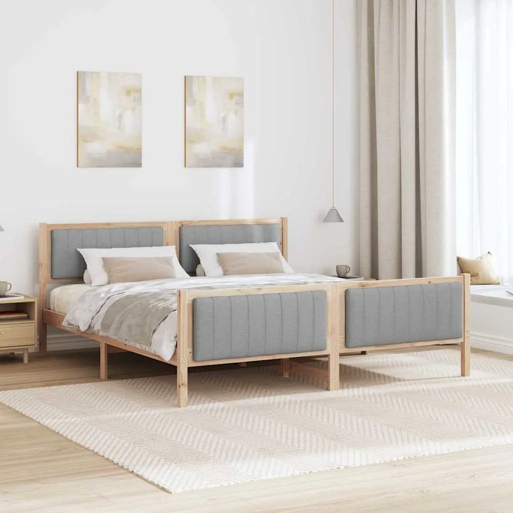 Rám postele s čelo Hnědá a světlá šedá 180 x 200 cm 3394303