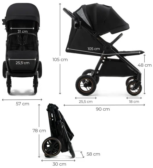 KINDERKRAFT - Sportovní kočárek MITZY Air Black