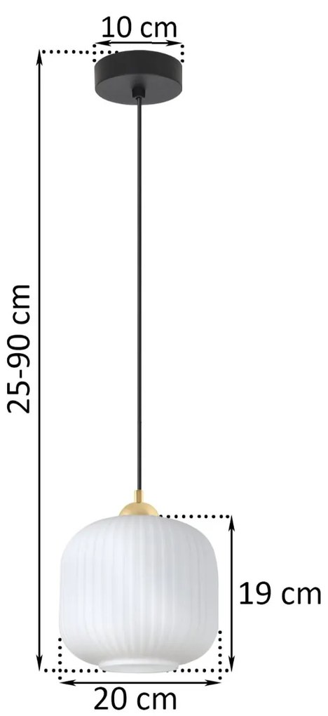 Závěsné svítidlo Riffle 2, 1x bílé skleněné stínítko, b/g