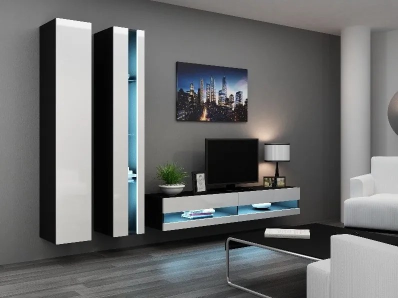 Cama Meble Obývací stěna VIGO NEW 5 Barva: černá/bílá