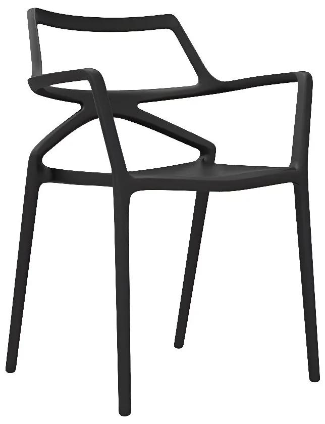 OnaDnes -20% VONDOM Černá plastová jídelní židle DELTA s područkami