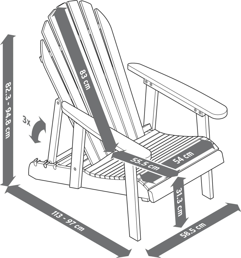 Tchibo - Zahradní křeslo Adirondack s výsuvnou podnožkou - barva: hnědá