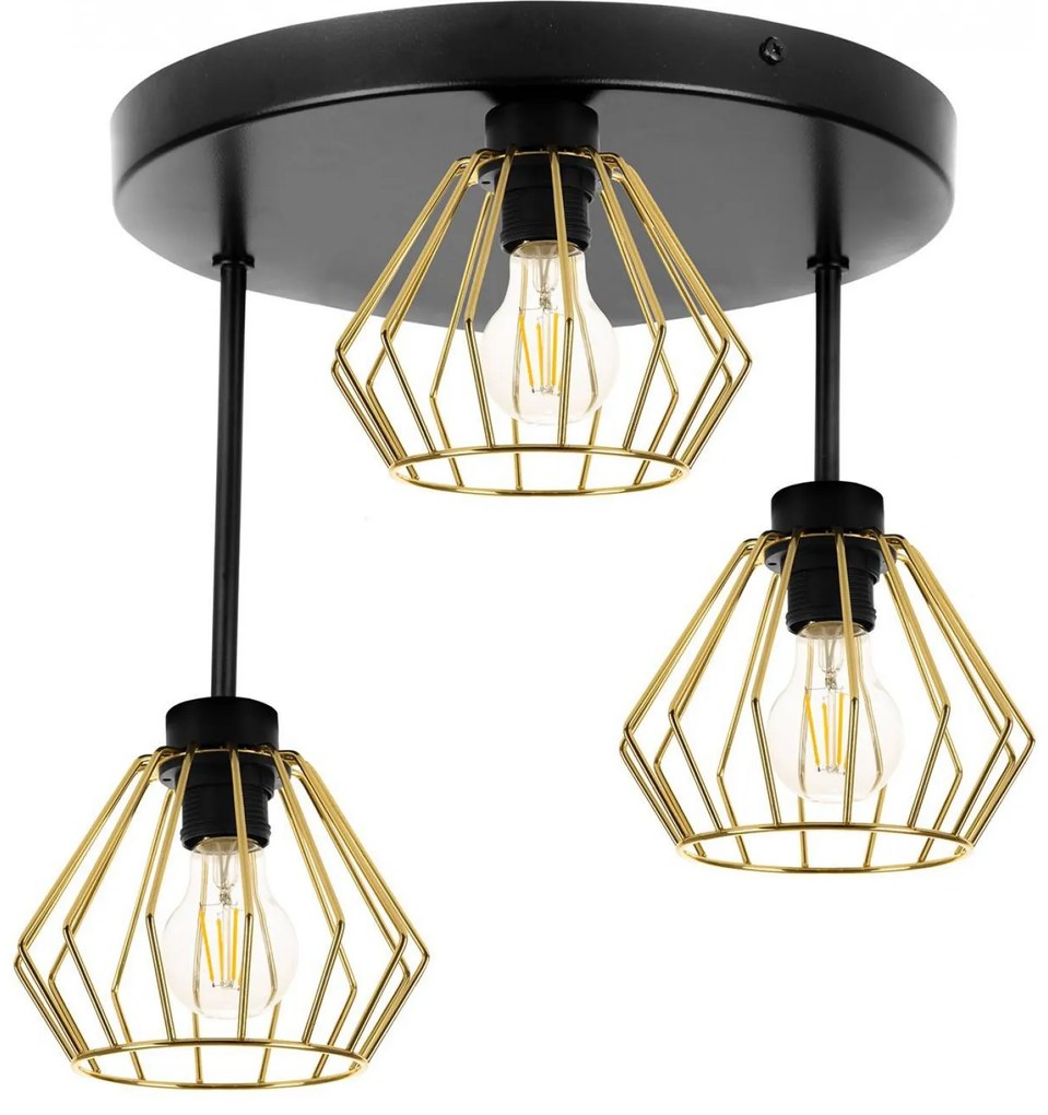 Light for home - Přisazené ke stropu svítidlo se zlatými kovovými stínidly SANTOS 2213/3/OP, E27, Zlatá