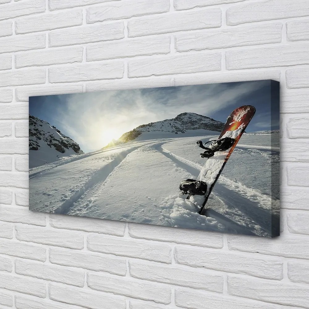 Obrazy na plátně Deska ve sněhu horách 125x50 cm