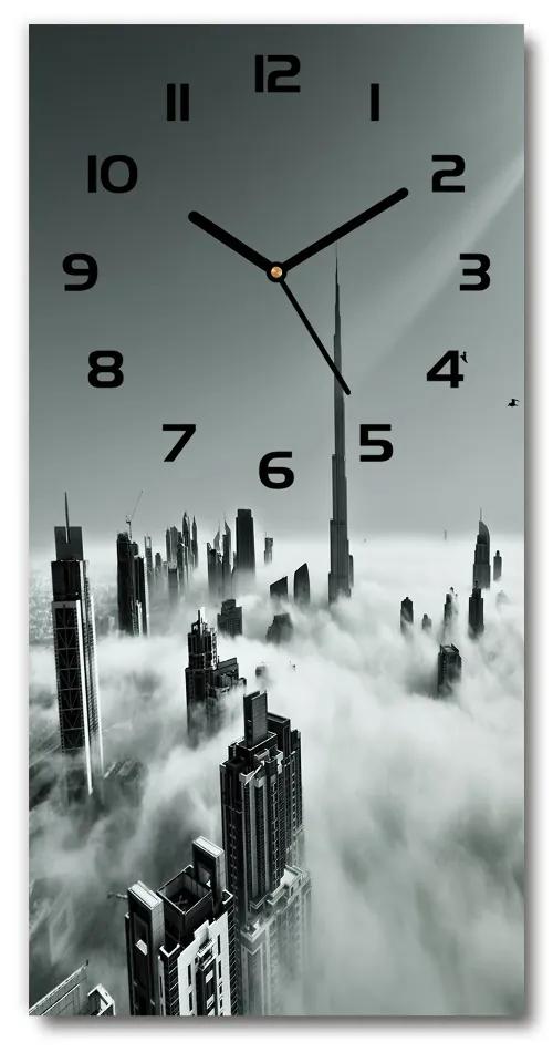 Wallmuralia Nástěnné skleněné hodiny Mrakodrapy 30x60 cm