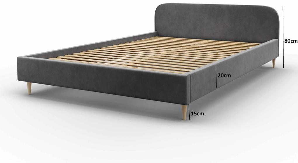 Manželská postel 140 cm Lon (černá) (bez roštu a úložného prostoru). 1047032
