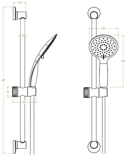 Laveo Fino, sprchová souprava nástěnná, chromová, LAV-NLI_01AD