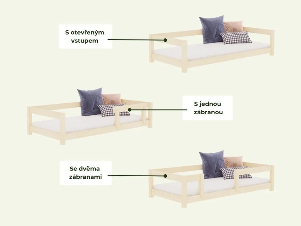 Benlemi Jednolůžková postel STUDY 120x200 cm + matrace METROPOLIS Zvolte barvu: Transparentní vosková lazura matná, Zvolte zábranu: Se dvěma zábranami