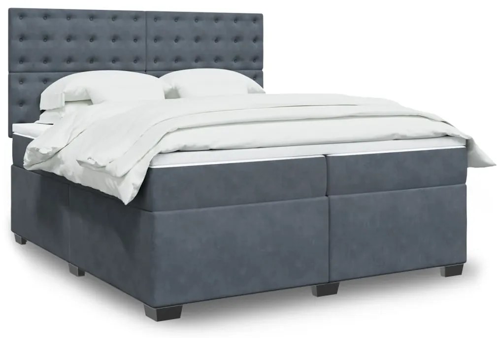Box spring postel s matrací tmavě šedá 200x200 cm samet 3293315