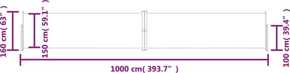 vidaXL Zatahovací boční markýza 160 x 1 000 cm [318035] Barva: Hnědá