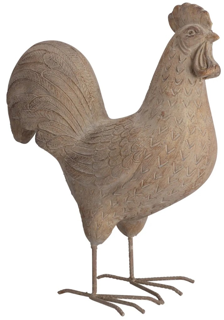 Zahradní figurka z hořčíkové pryskyřice Chicken 2, 40 cm, béžová