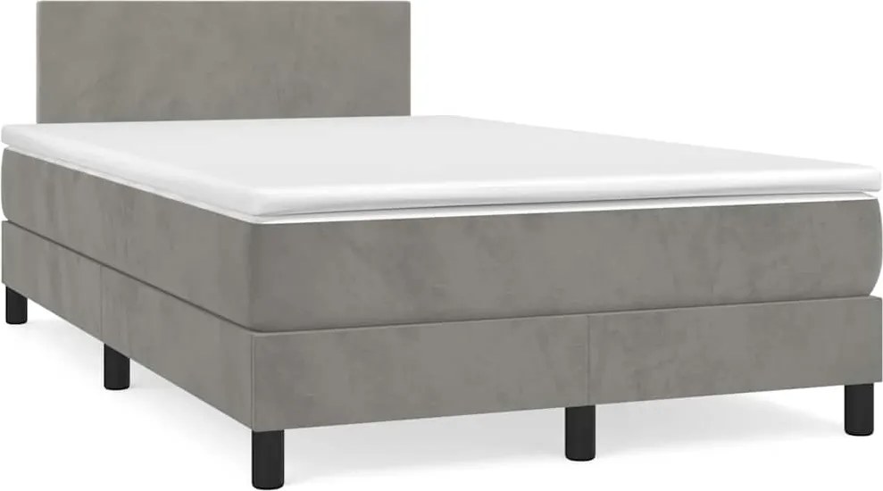 Box spring postel s matrací a LED světle šedá 120x190 cm samet 3270141