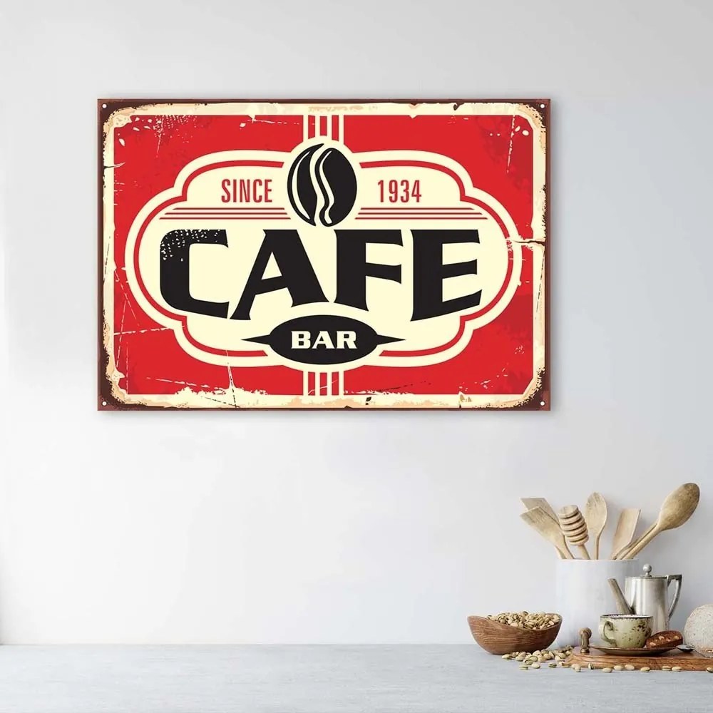 Obraz na plátně Retro plakát Sign Cafe - 90x60 cm