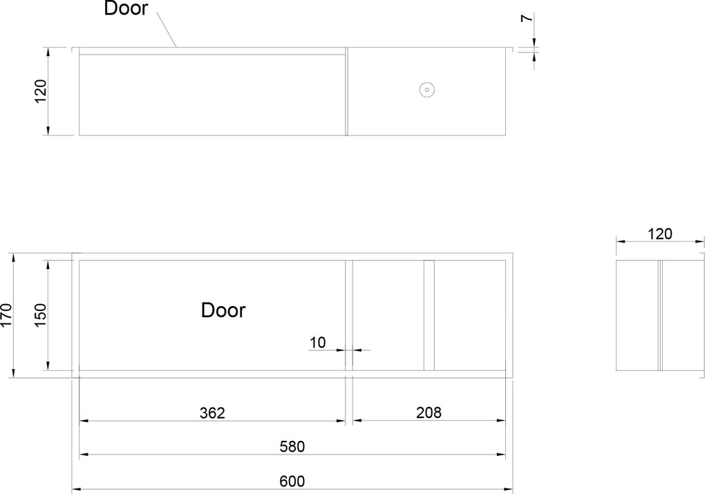 Sapho Sapho, INSERTA zapuštěný držák na toaletní papír, 600x170mm, nerezová ocel, gun metal, 1301-60B