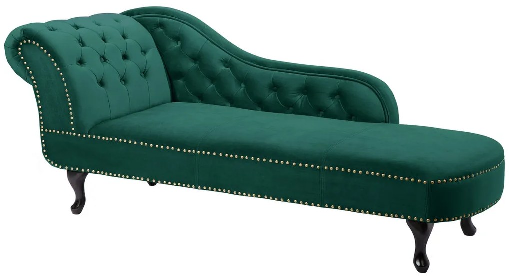 Designová lenoška Chesterfield zelený samet