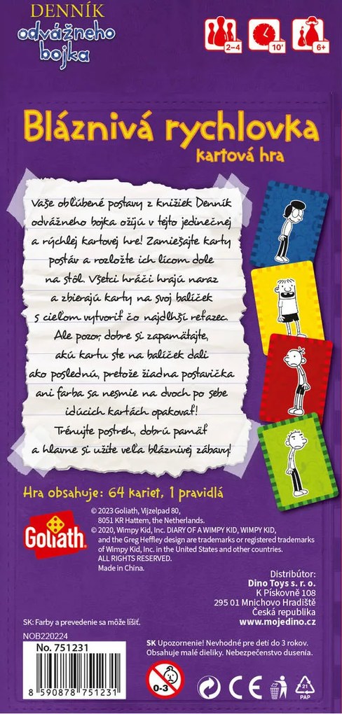 DINO Hra Deník odvážneho bojka Bláznivá rychlovka SK *SPOLEČENSKÉ HRY* dn751231