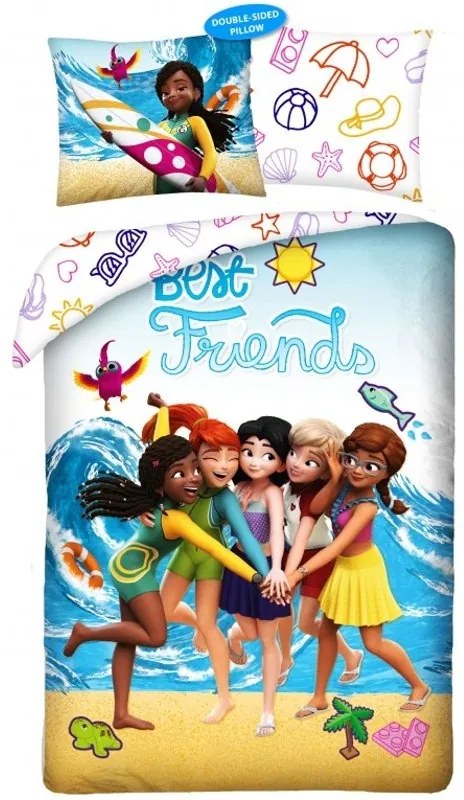 Bavlněné ložní povlečení LEGO Friends - motiv Best Friends - 100% bavlna - 70 x 90 cm + 140 x 200 cm