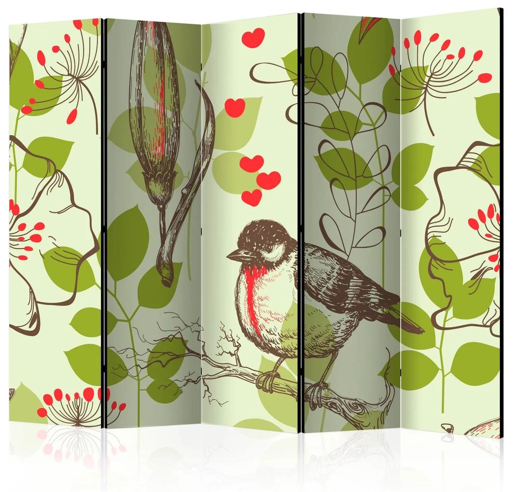Paraván - Bird and lilies vintage pattern II [Room Dividers] 225x172