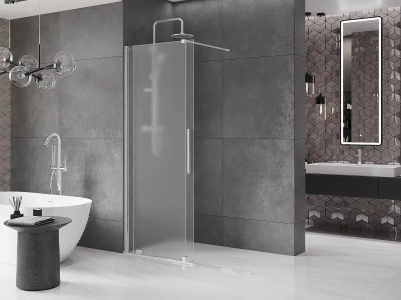 Mexen Velar, sprchová zástěna s posuvnými dveřmi Walk-in 160 x 200 cm, 8mm sklo námraza, chromová, 871-160-000-33-01