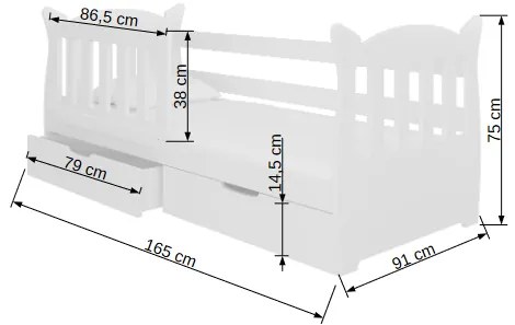 ADRK Postel LENA, CH-Len-W+BL-D075, 160x75 cm s matrací, bílá/modrá