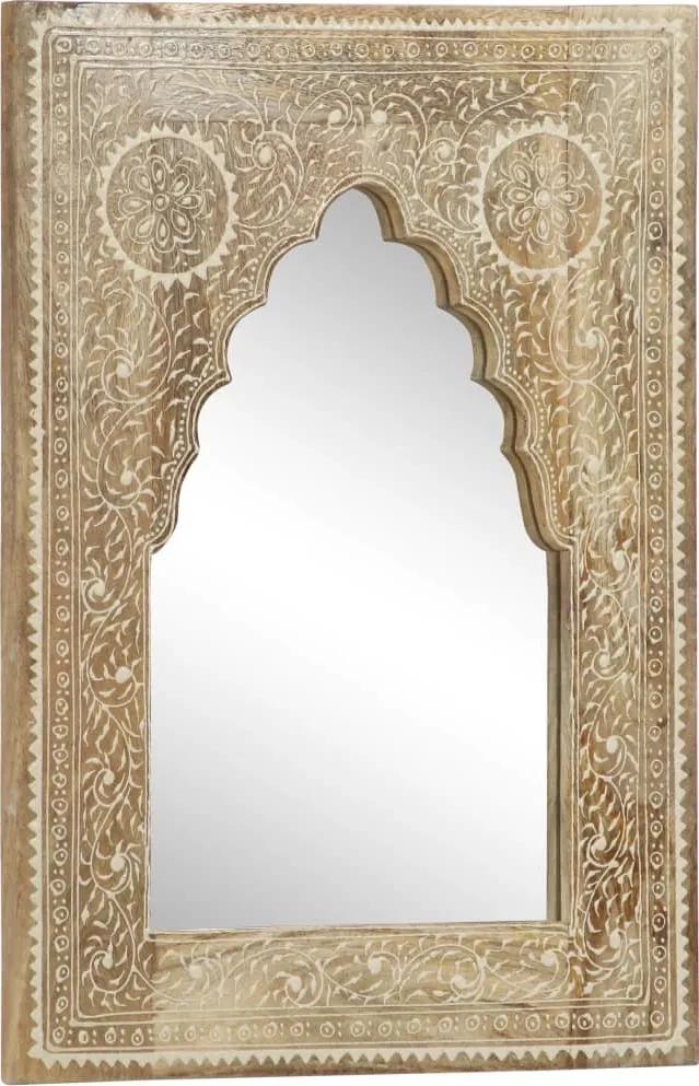 vidaXL Ručně malované zrcadlo 40 x 55 cm masivní mangovníkové dřevo [286156] Barva: Hnědá