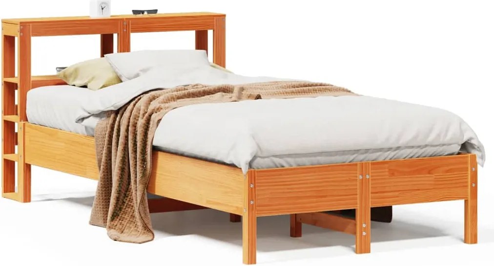 Postel bez matrace voskově hnědá 100 x 200 cm masivní borovice 3306155