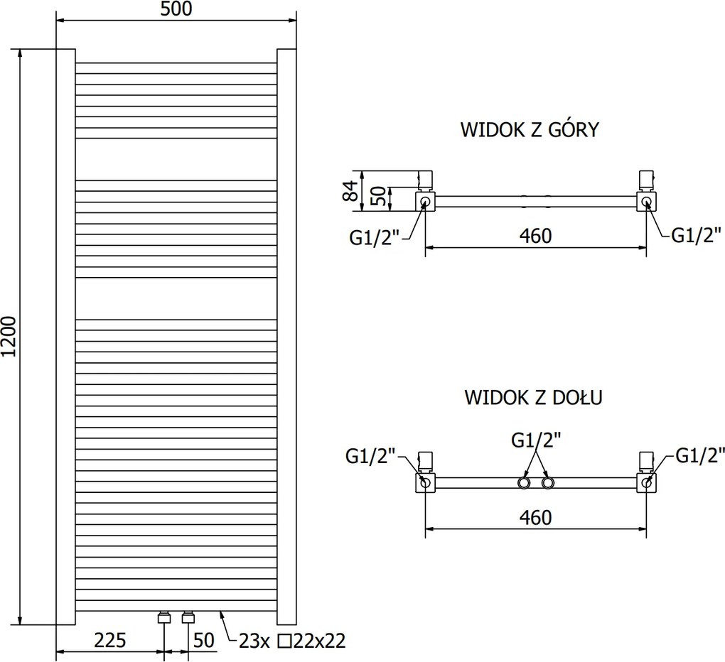 Mexen Pluton, elektrické topné těleso 1200x500 mm + topná tyč 600 W, zlatá lesklá, W106-1200-500-2600-50