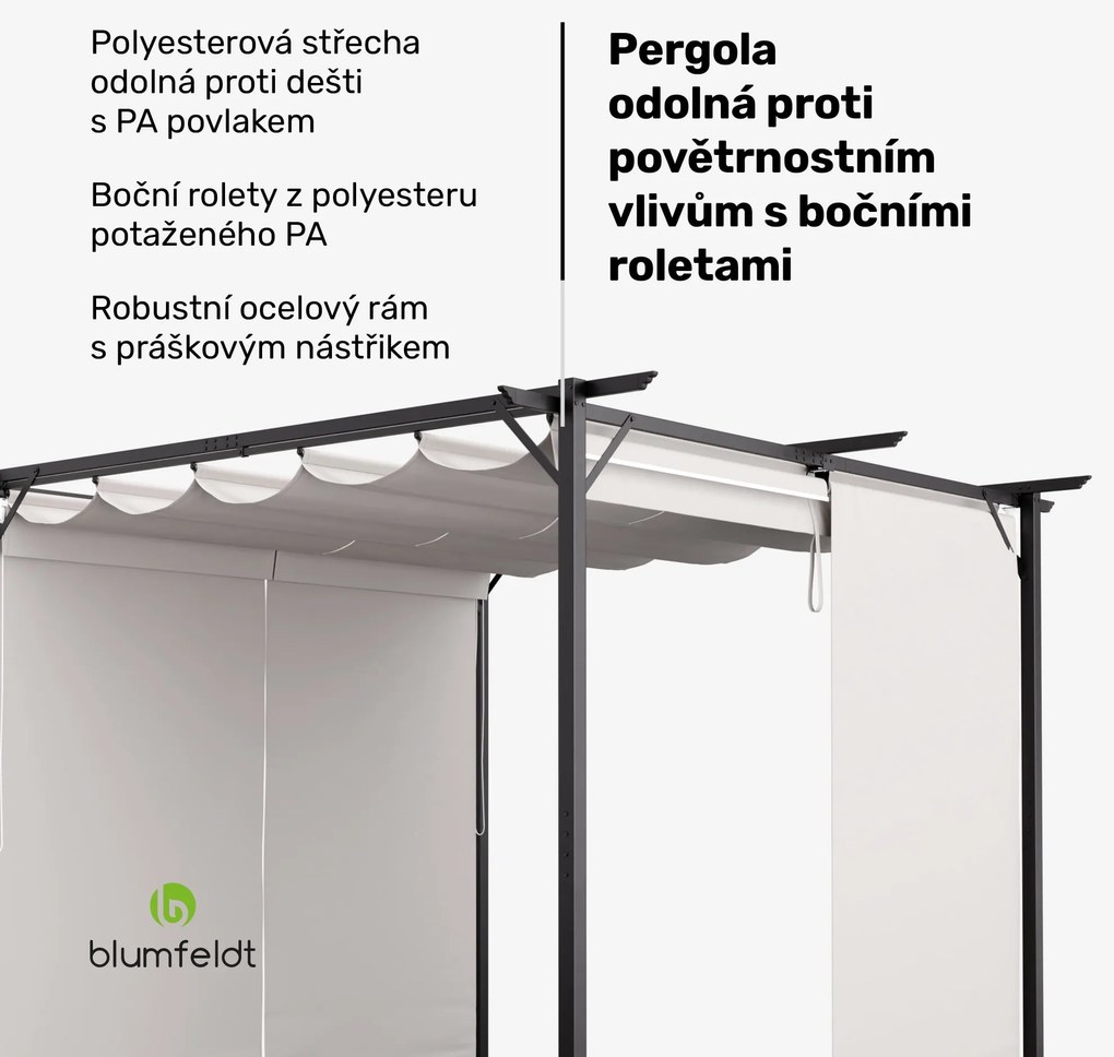Blumfeldt Pantheon Wall Pergola, nástěnná pergola, 3 x 3 m, práškově lakovaná ocel, odolná vůči povětrnostním vlivům
