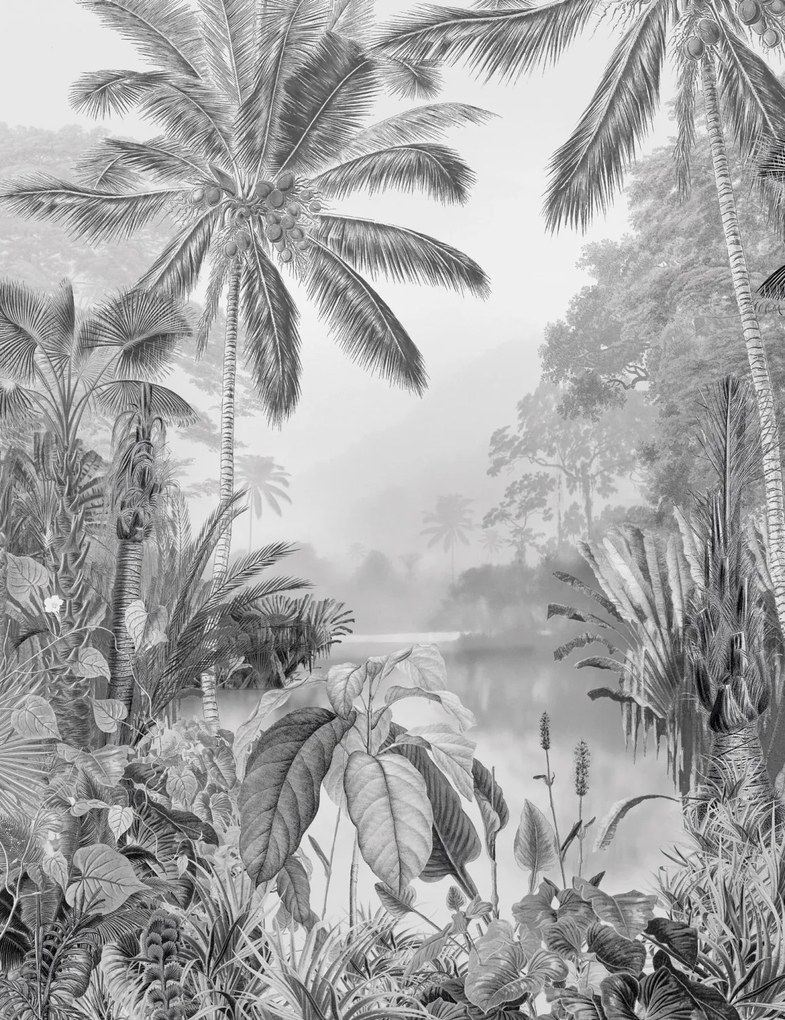 Komar Vliesová fototapeta Lac Tropical Black & White 200 x 280 cm