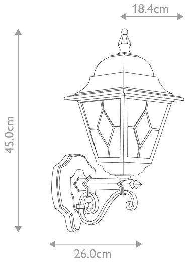 Elstead NR1-BLK - Venkovní nástěnné svítidlo NORFOLK 1xE27/100W/230V IP43