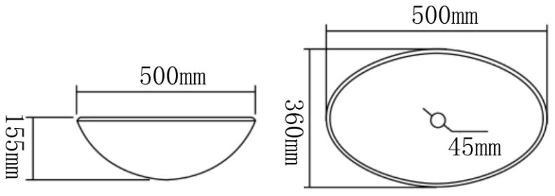 Mexen Goa, skleněné umyvadlo na desku 50 x 36 x 15,5 cm, černá, 24085070