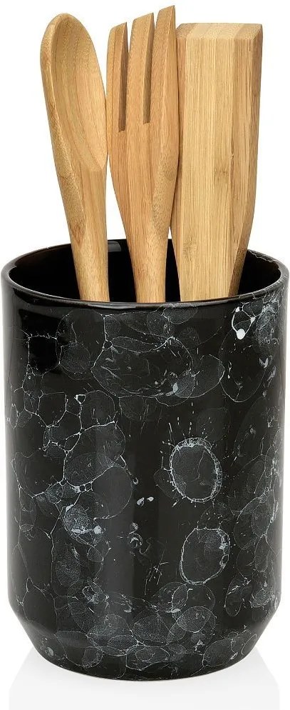Držák kuchyňských potřeb, keramika / černý mramor, Ø11 x 24 cm - Andrea House