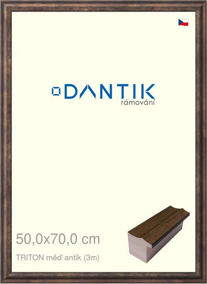 DANTIK rámeček 50x70 | TRITON měď antik (Plexi Čiré)