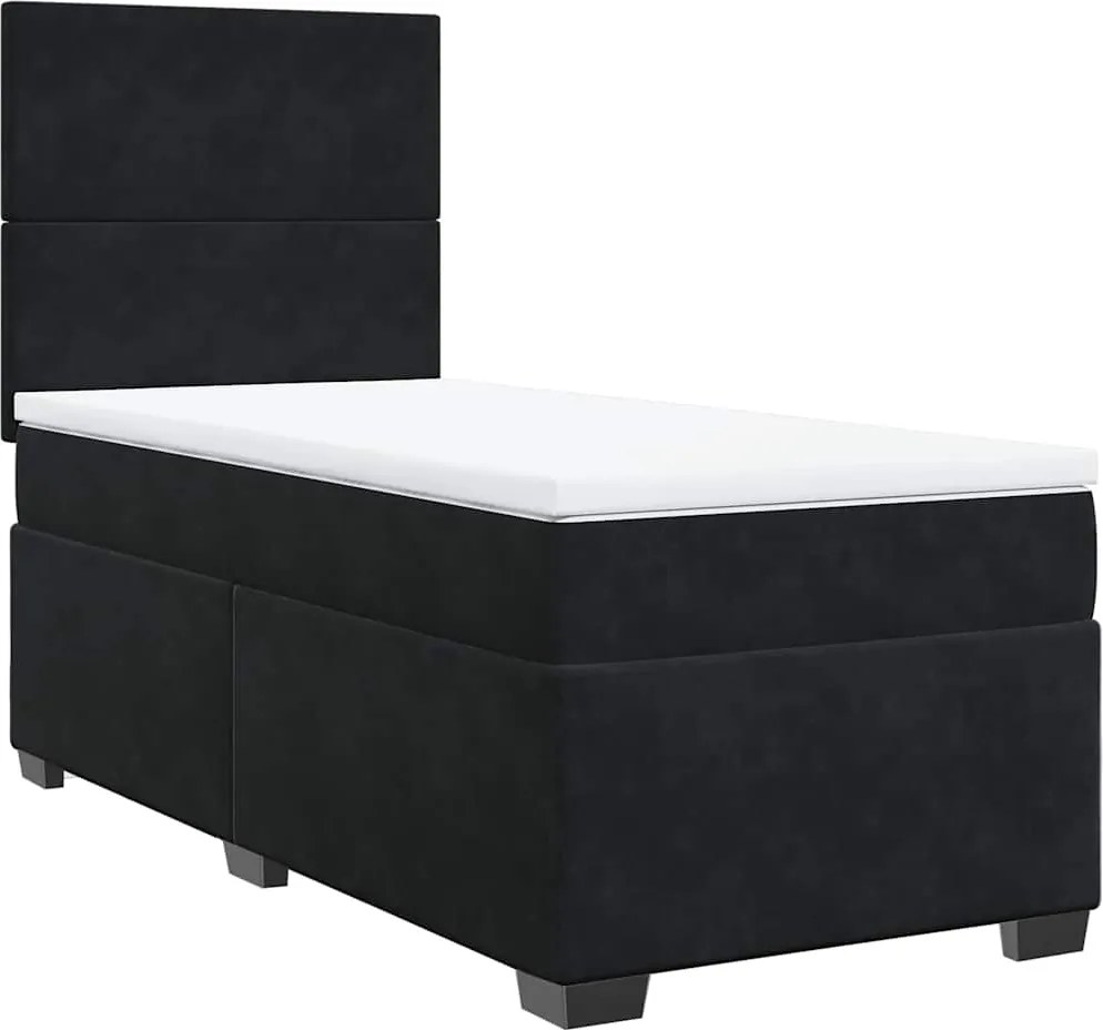 Box spring postel s matrací černá 100x200 cm samet 3293130
