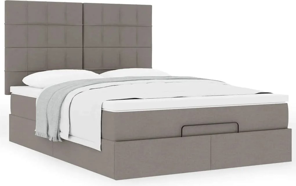 Osmanský rám postele s matrací taupe 140x190cm textil 3313158