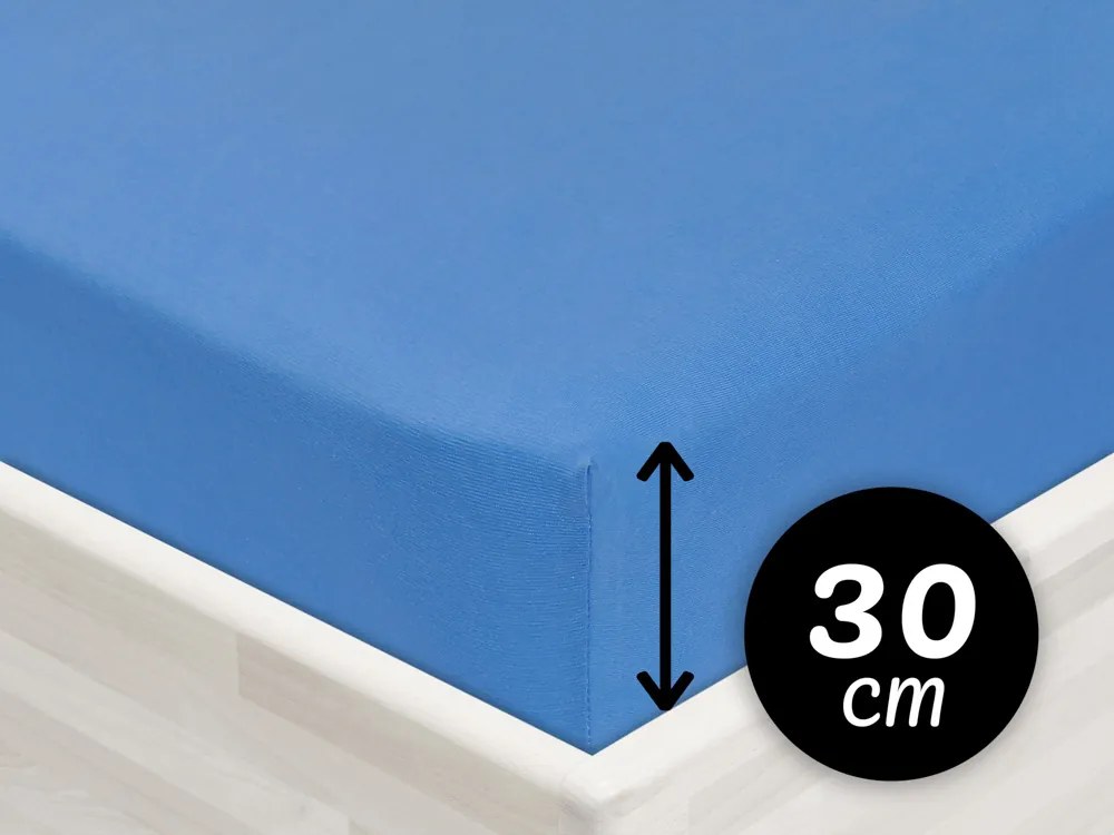 Jersey napínací prostěradlo na vysokou matraci JR-015 Světle modré 90 x 220 - výška 30 cm