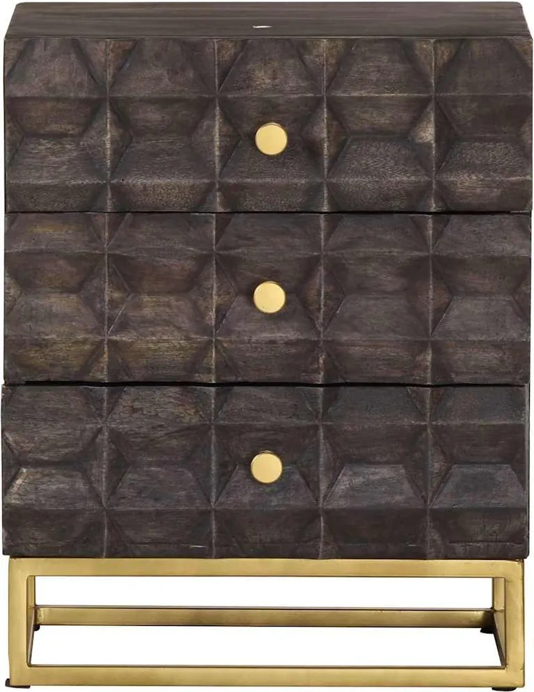 Noční stolek černý 40 x 30 x 50 cm masivní mangovníkové dřevo 320813