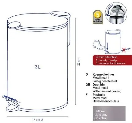 KELA Kosmetický koš 3 l MATS bílá KL-23613