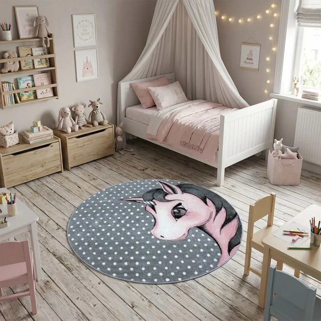 Ayyildiz, Dětský kusový koberec Kids 590 pink kruh, 160x160 (průměr) kruh, růžová, dětský pokoj