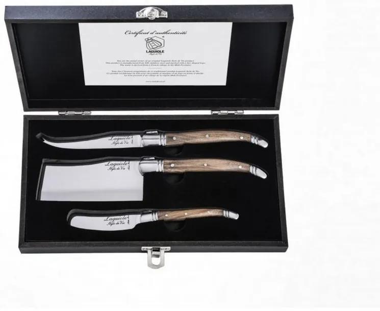 Laguiole Luxury nože na sýr 3 ks, rukojeť olivové dřevo