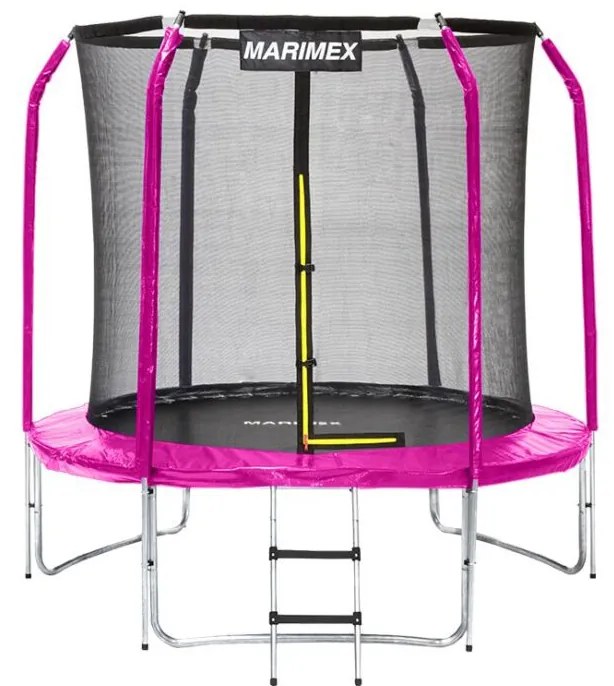 Trampolína Marimex 244 cm růžová  +  ochranná síť + schůdky ZDARMA