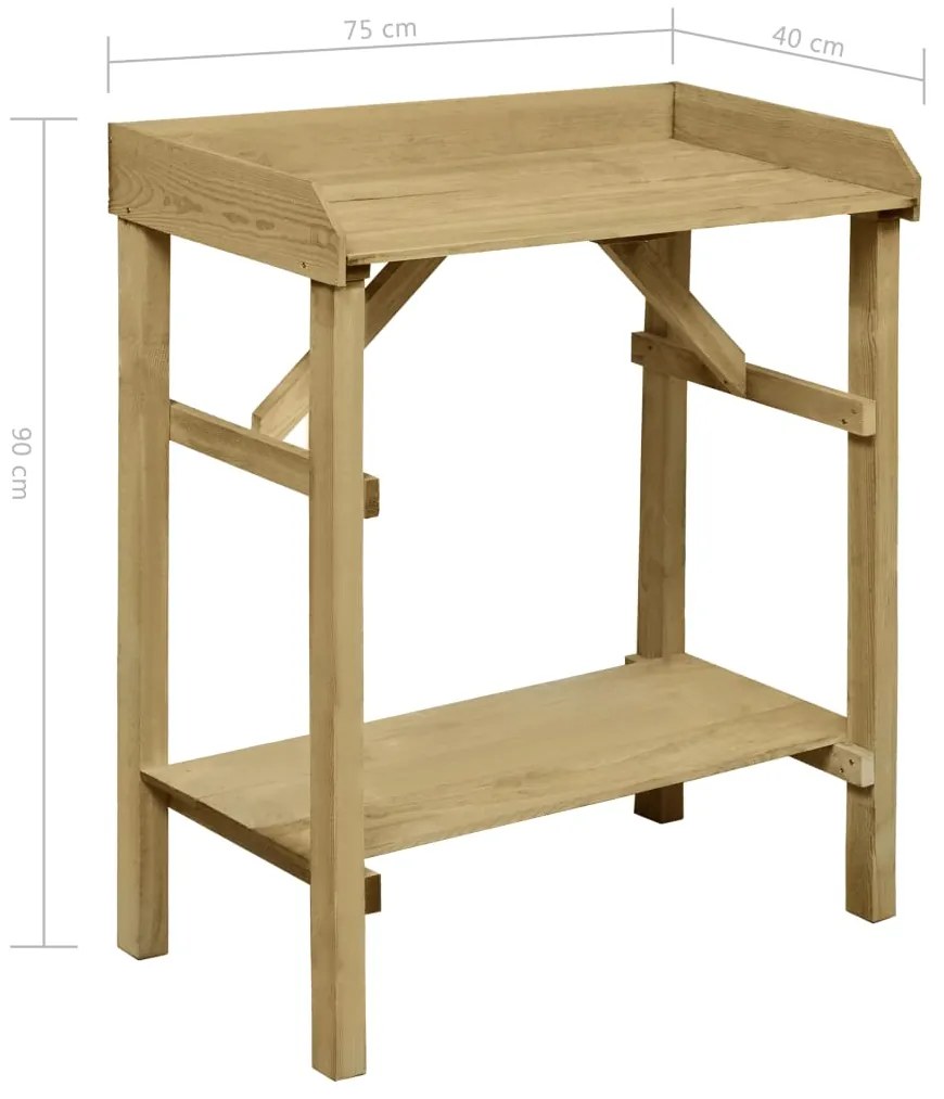 Přesazovací stolek impregnovaná borovice 75 x 40 x 90 cm - Default Title