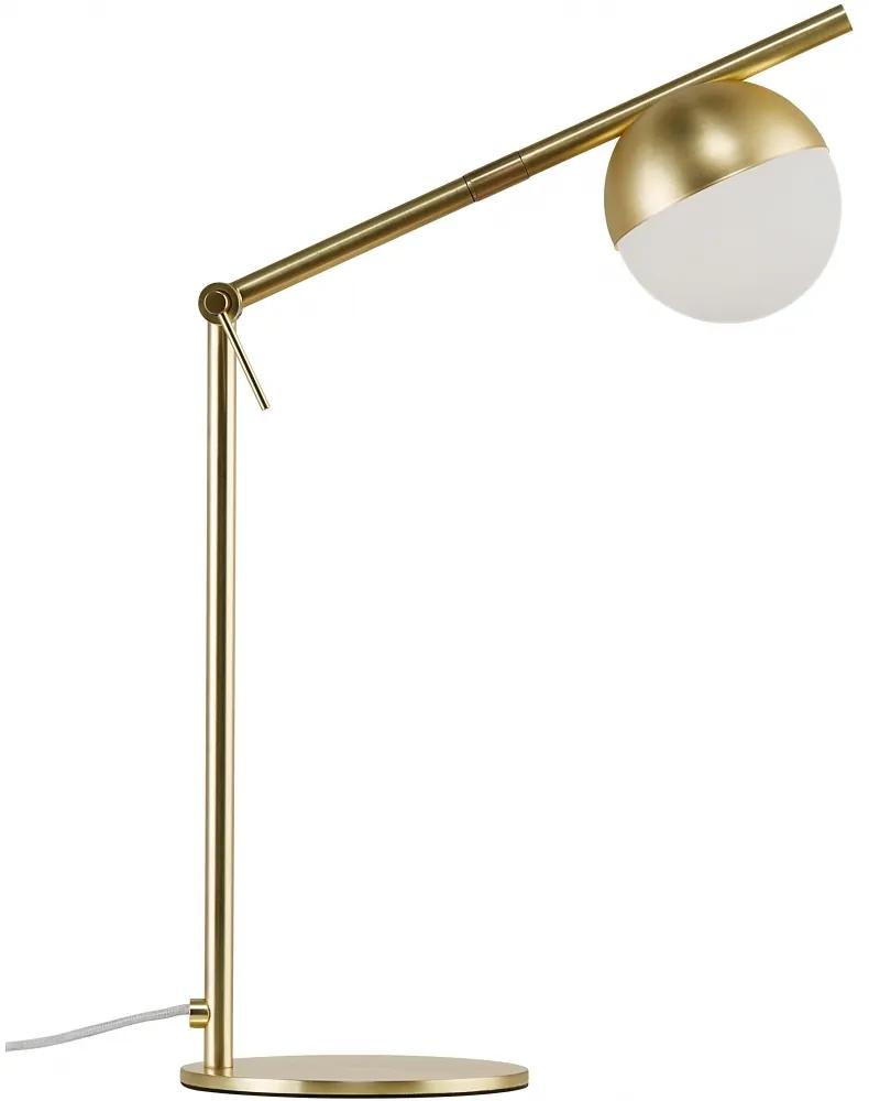 Stylová stolní lampička Contina s kulatým mosazným stínidlem