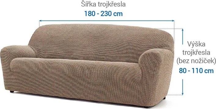 Super strečové potahy NIAGARA oříšková trojkřeslo (š. 180 - 230 cm)
