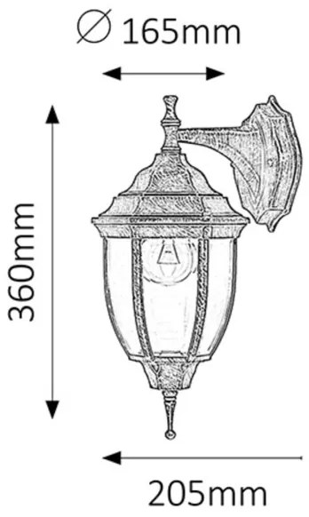 Rabalux 8451 - Venkovní nástěnné svítidlo NIZZA 1xE27/60W/230V