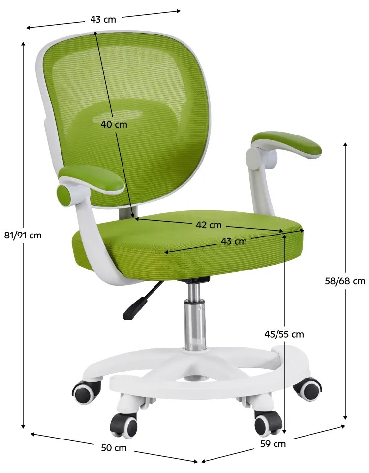 Stylová otočná židle TRIXI TYP 2 – zelená/bílá, nastavitelná