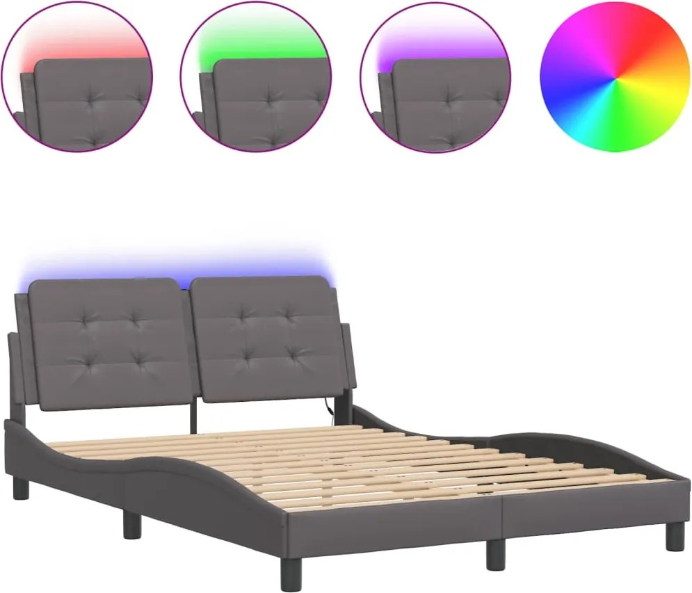 Rám postele s LED bez matrace Zadar šedý 120 x 200 cm 3214099